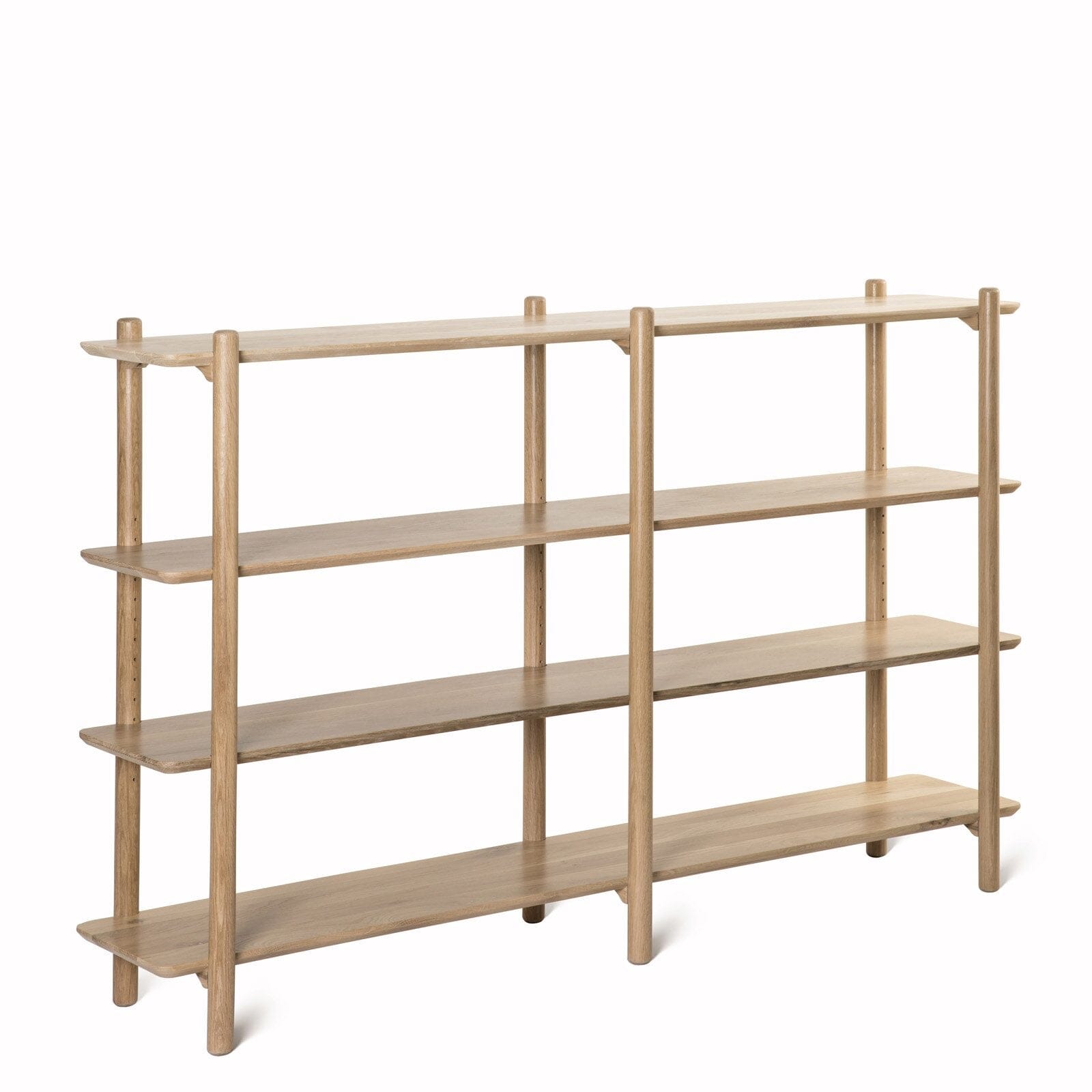 4 Tier Bookshelf 1.8M Wide - Adjustable Shelving White Oak