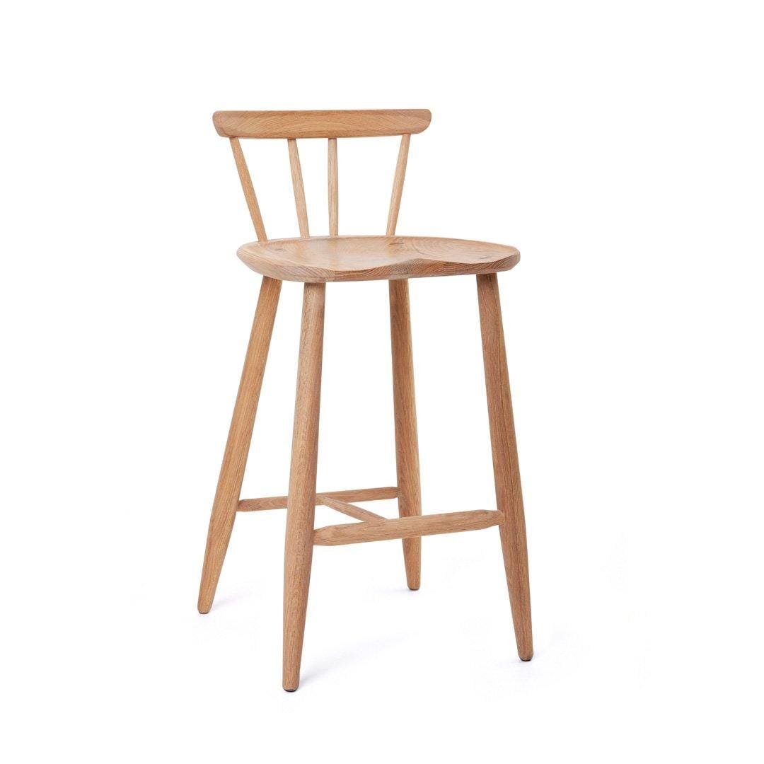 Kitchen Stool with Backrest - Timeless Design | Carved Seat